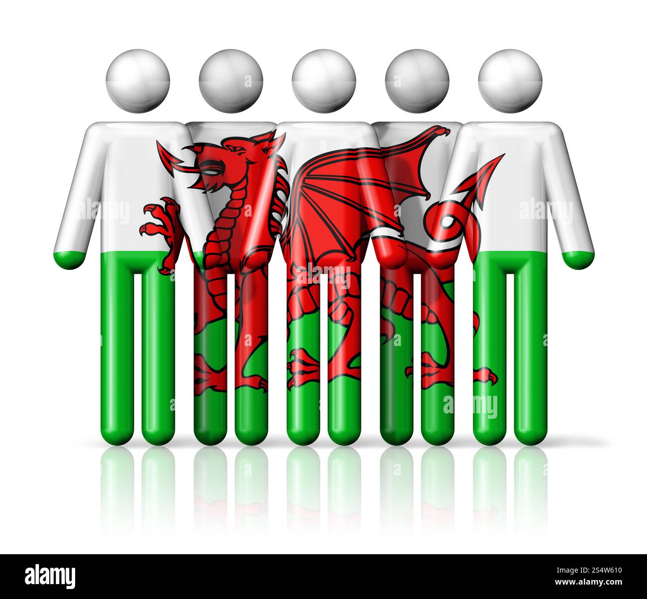 Flag of Wales on stick figure - national and social community symbol 3D ...