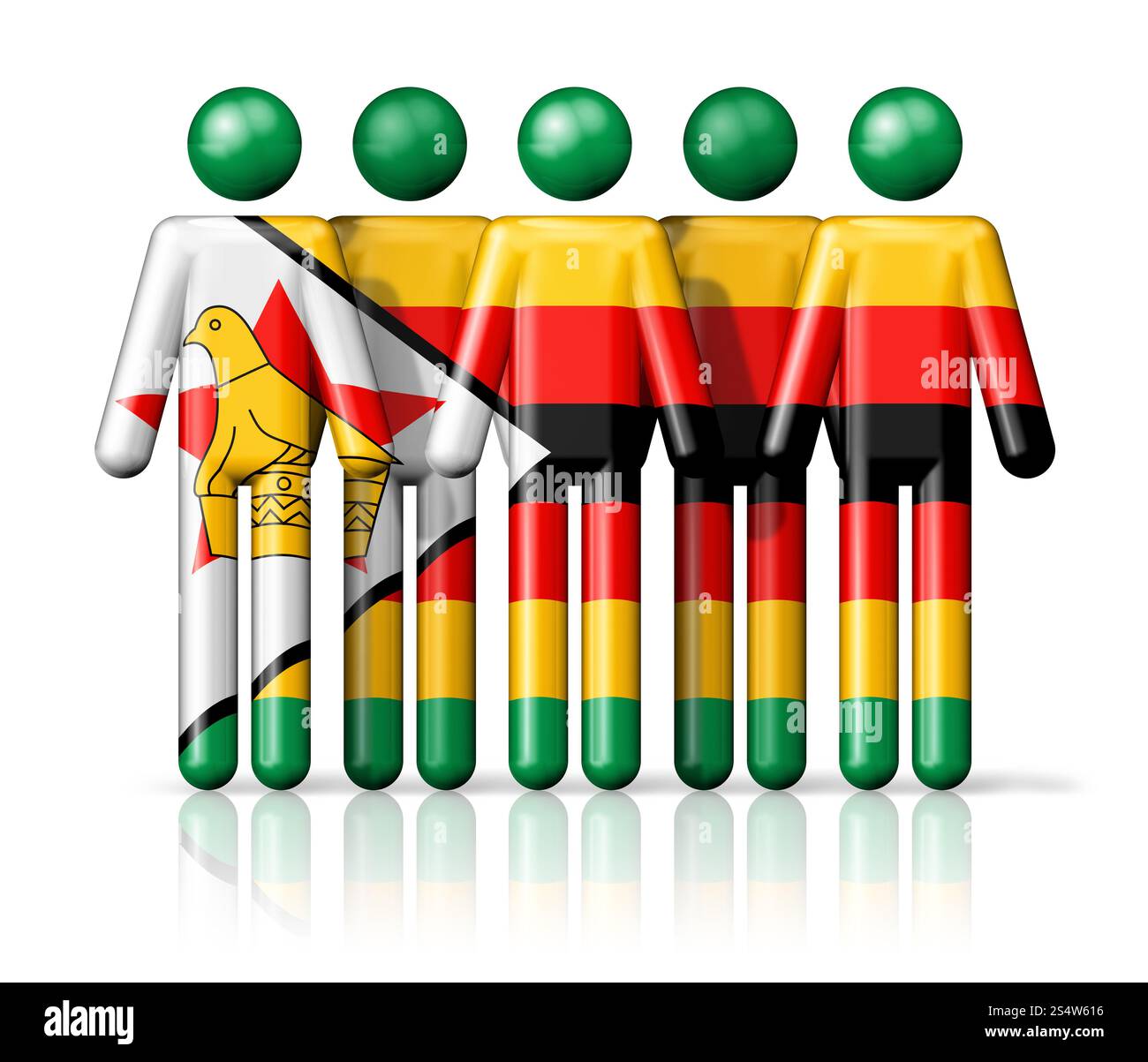Flag of Zimbabwe on stick figure - national and social community symbol ...