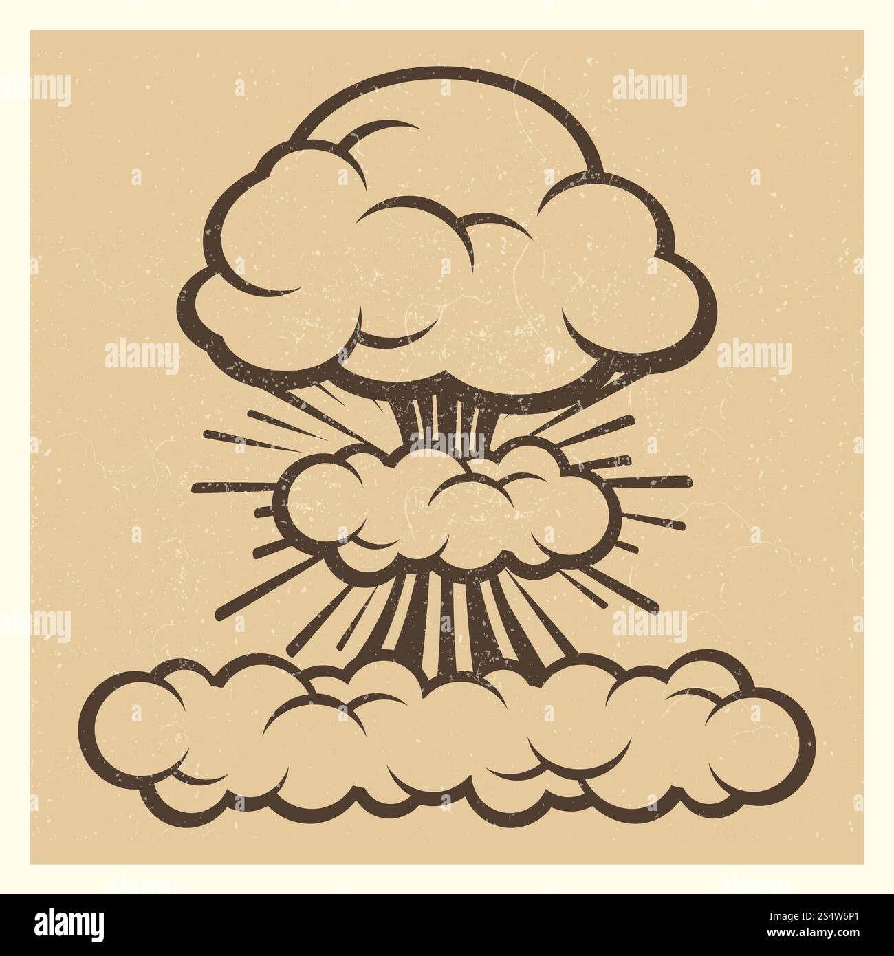 Big explosion sketch drawing vintage element isolated on background ...