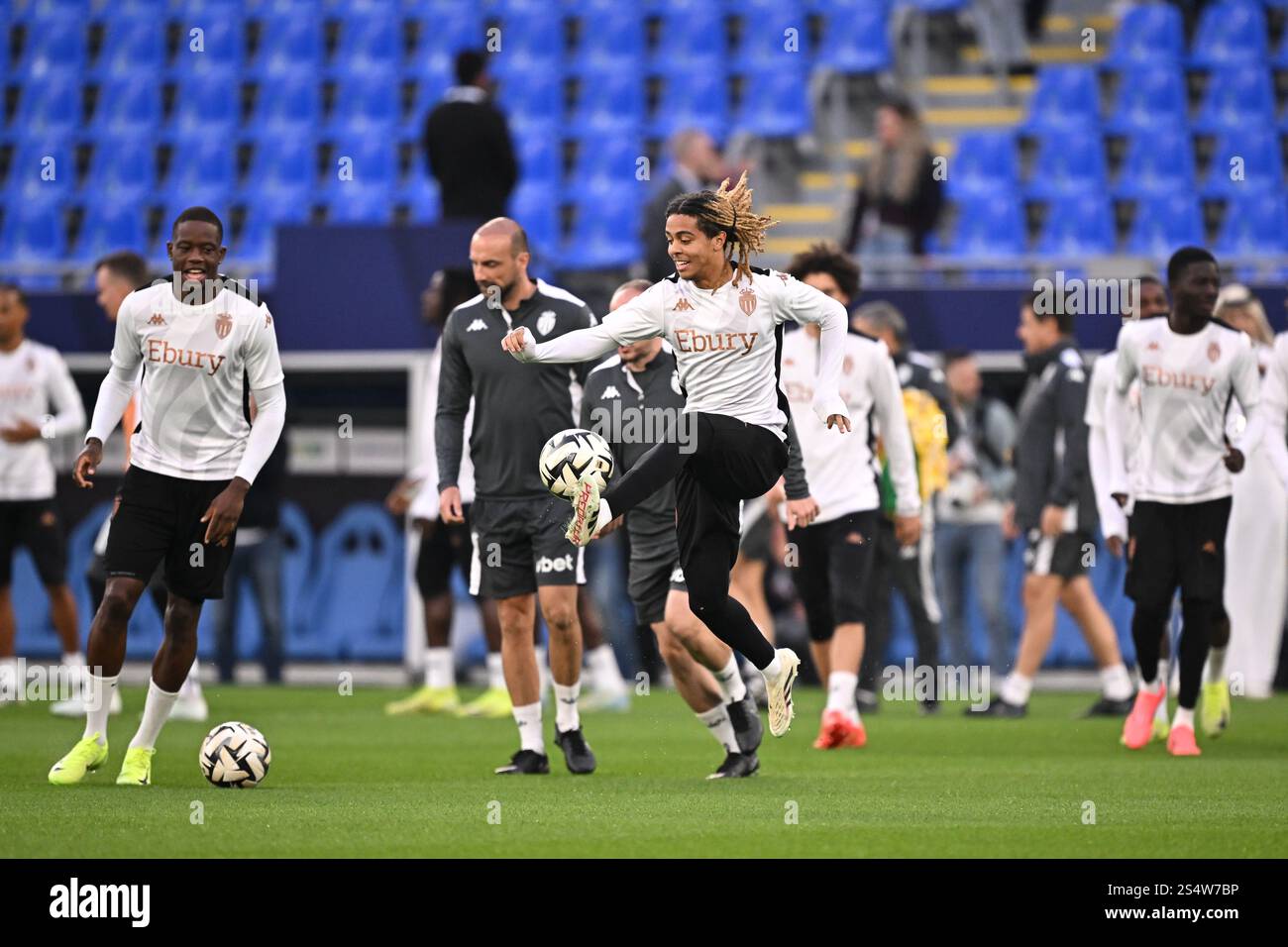 during Paris Saint Germain and Monaco training session at Stadium 974 ...