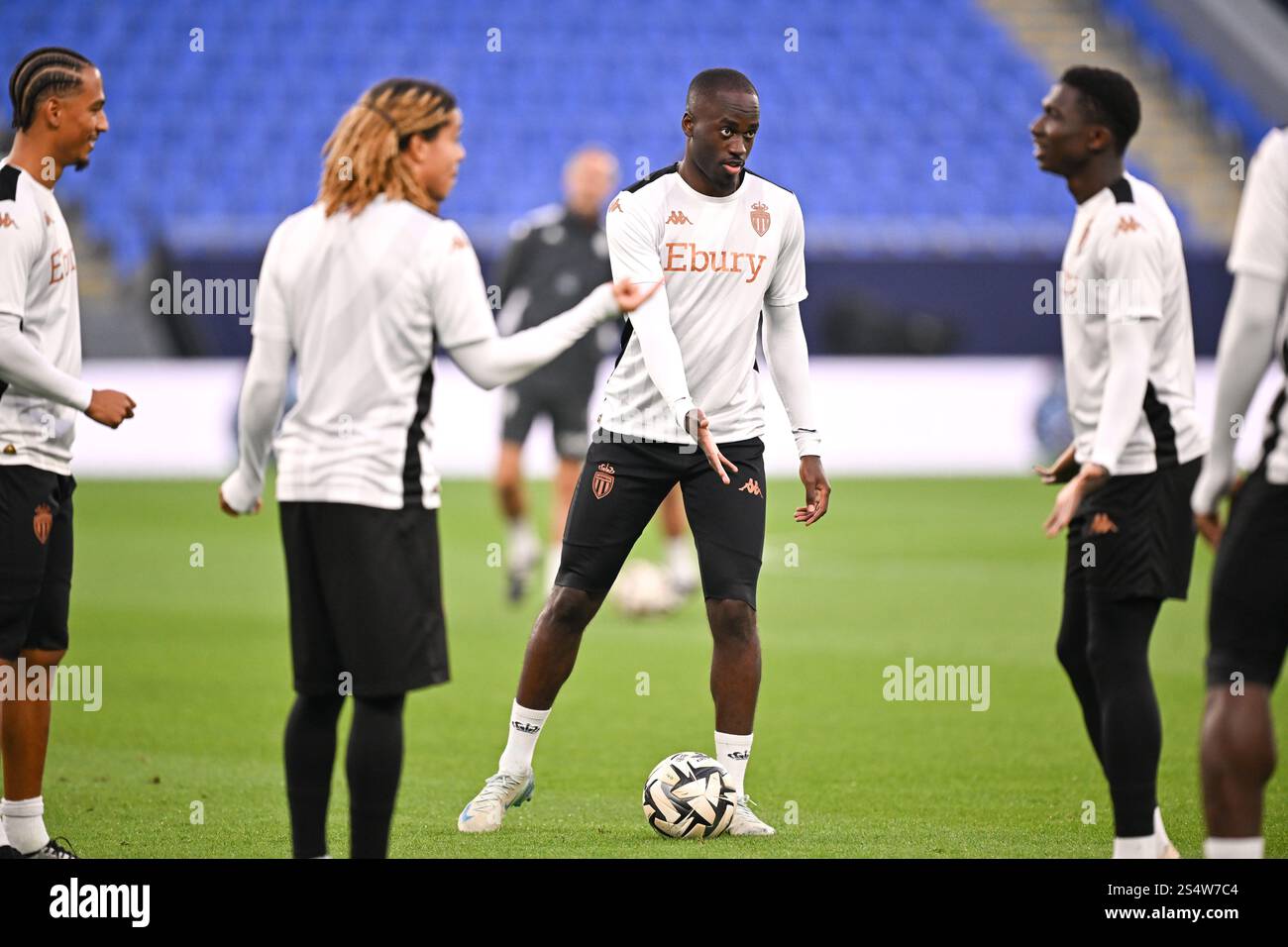 during Paris Saint Germain and Monaco training session at Stadium 974 ...
