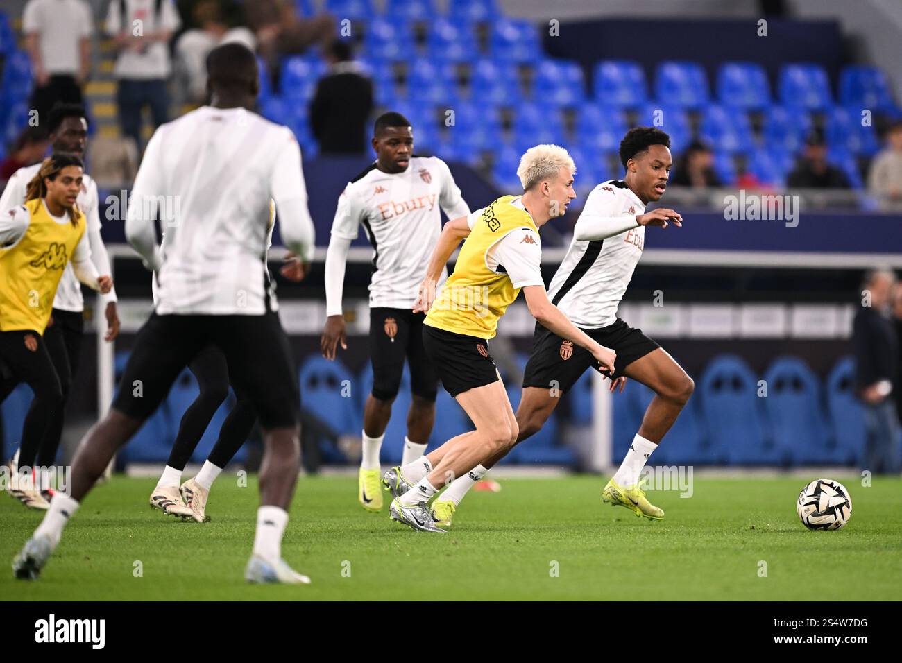 during Paris Saint Germain and Monaco training session at Stadium 974 ...