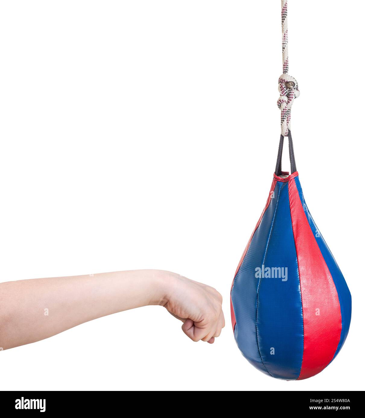 hand gesture - kid punches punching bag isolated on white background ...