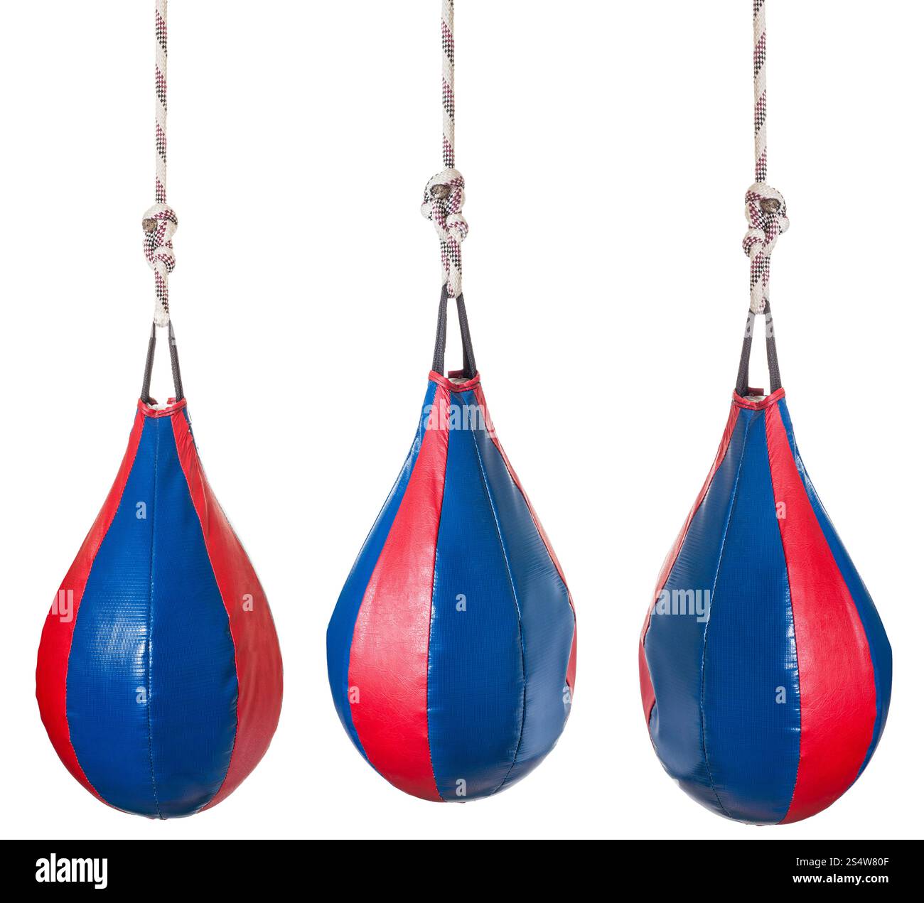 set from pear shaped red and blue leather speed balls - boxing punch ...