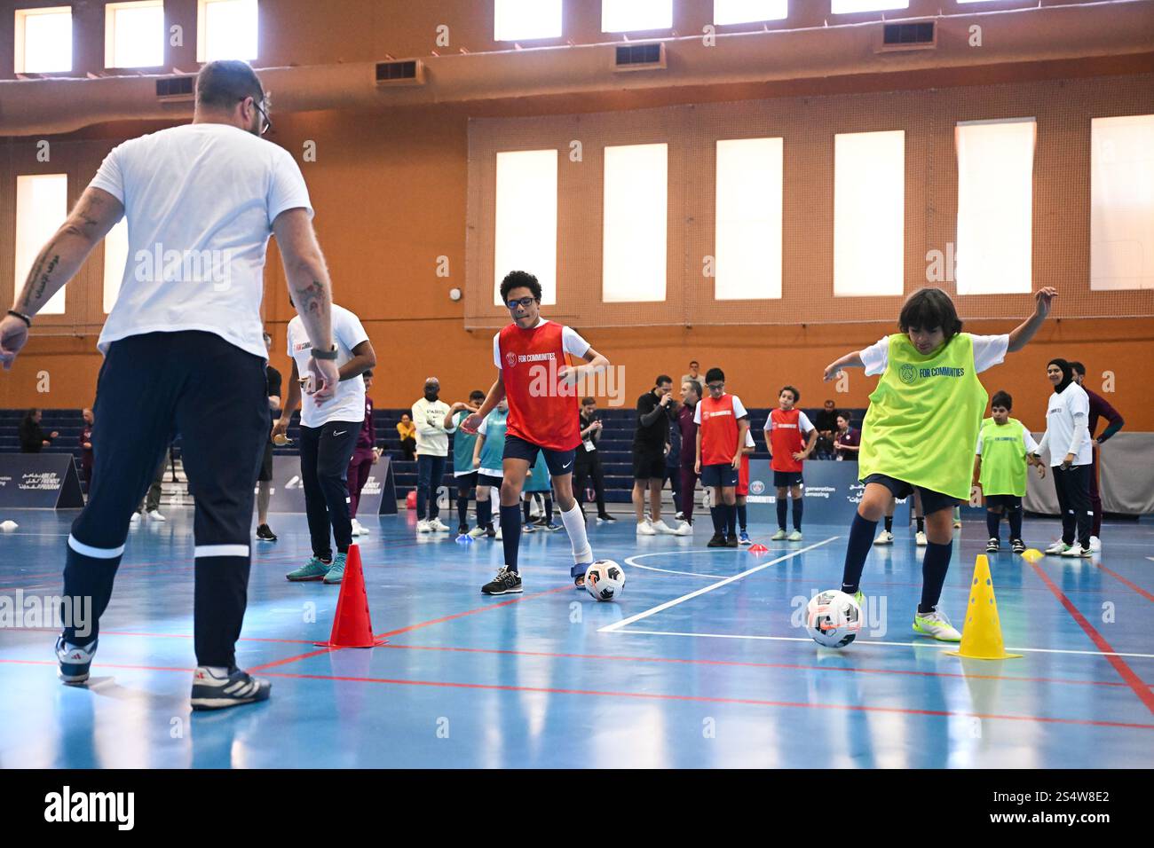 during Paris Saint Germain and Monaco training session at Stadium 974 ...