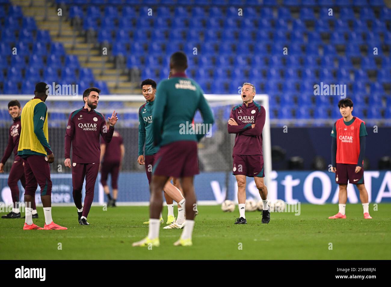 during Paris Saint Germain and Monaco training session at Stadium 974 ...