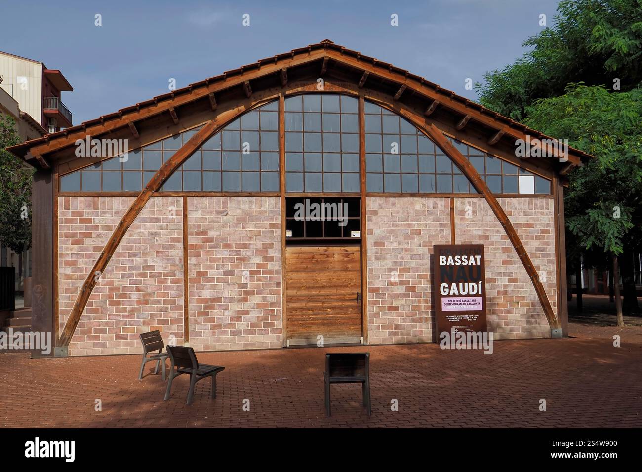 exterior view of Antonio Gaudi's Nau building Art Gallery in Mataro ...