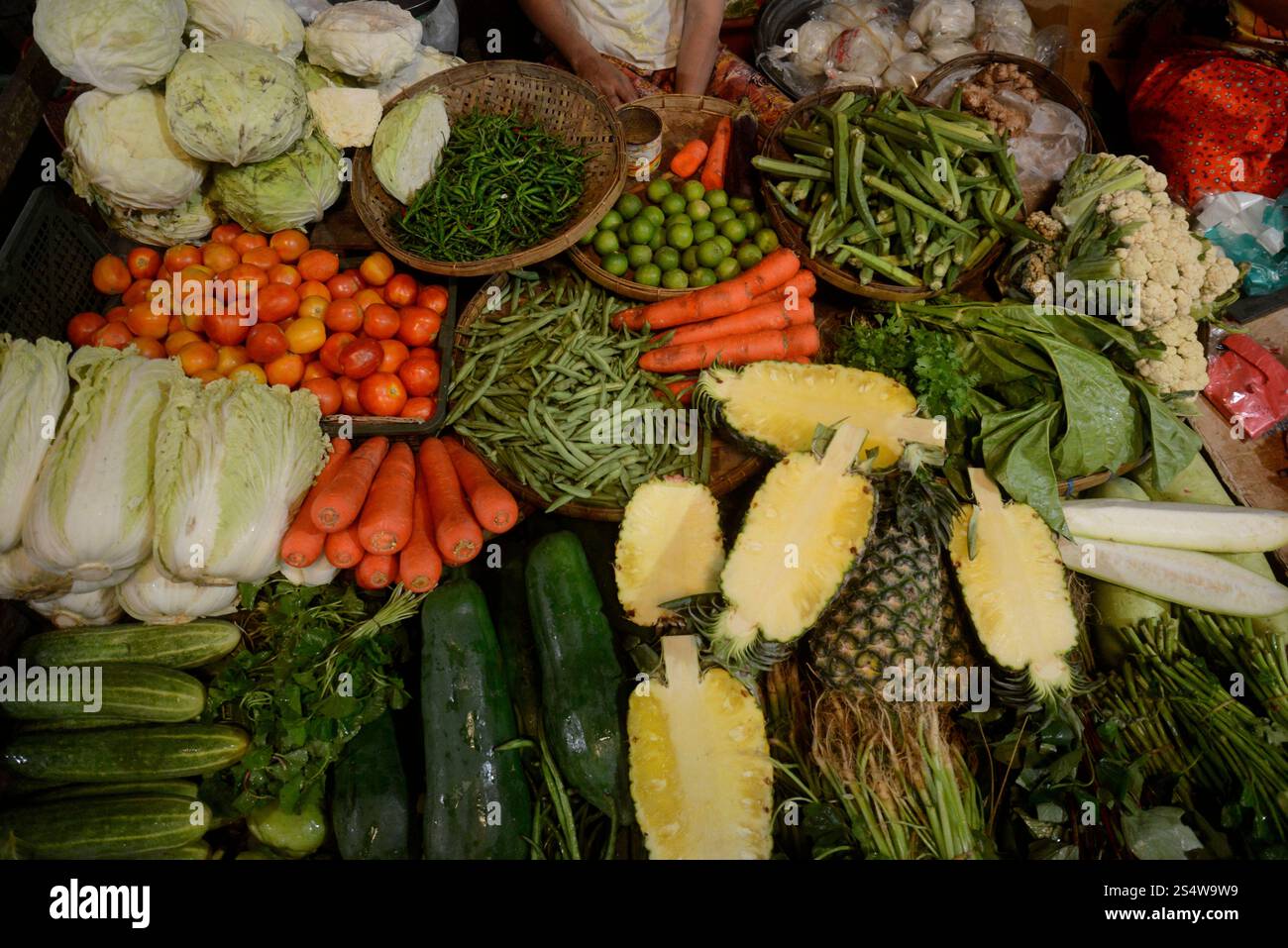 the municipal market in the city of Myeik in the south in Myanmar in ...