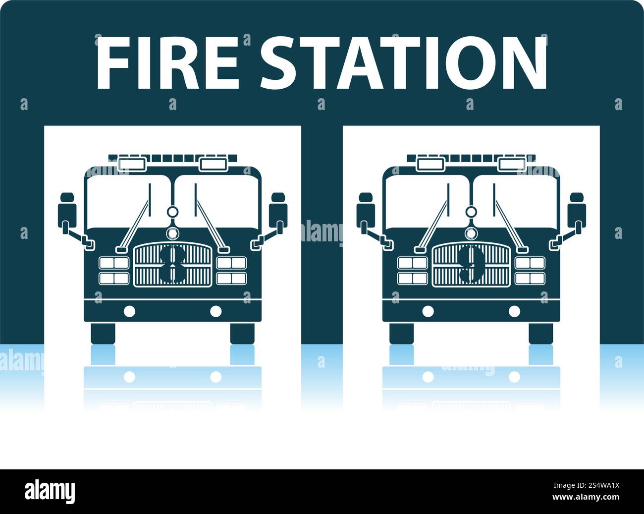 Fire Station Icon. Shadow Reflection Design. Vector Illustration Stock ...