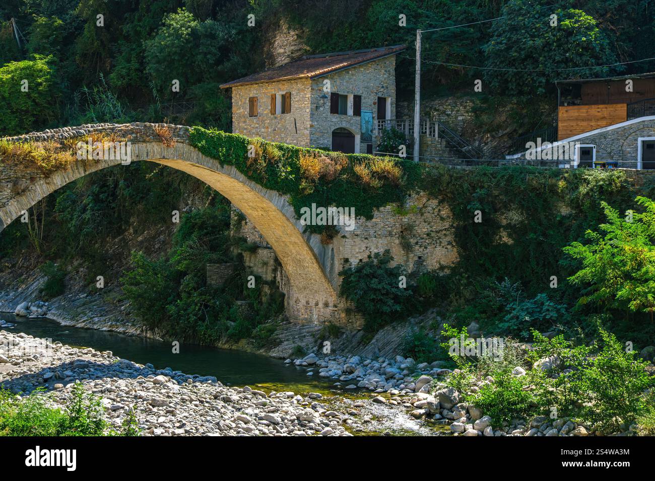 Santa Lucia Bridge, a medieval stone arch bridge over the Argentina ...