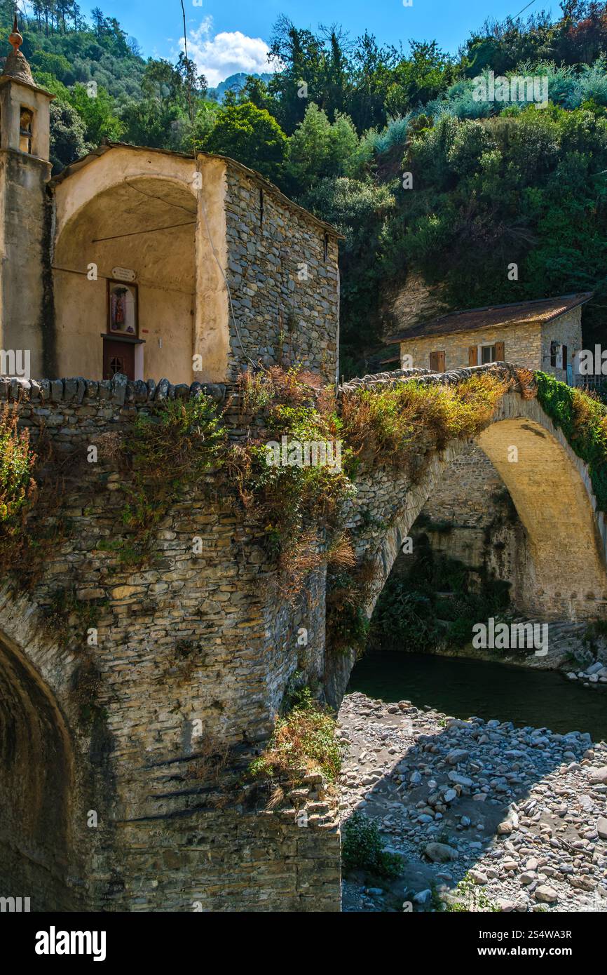 Santa Lucia Bridge, a medieval stone arch bridge over the Argentina ...
