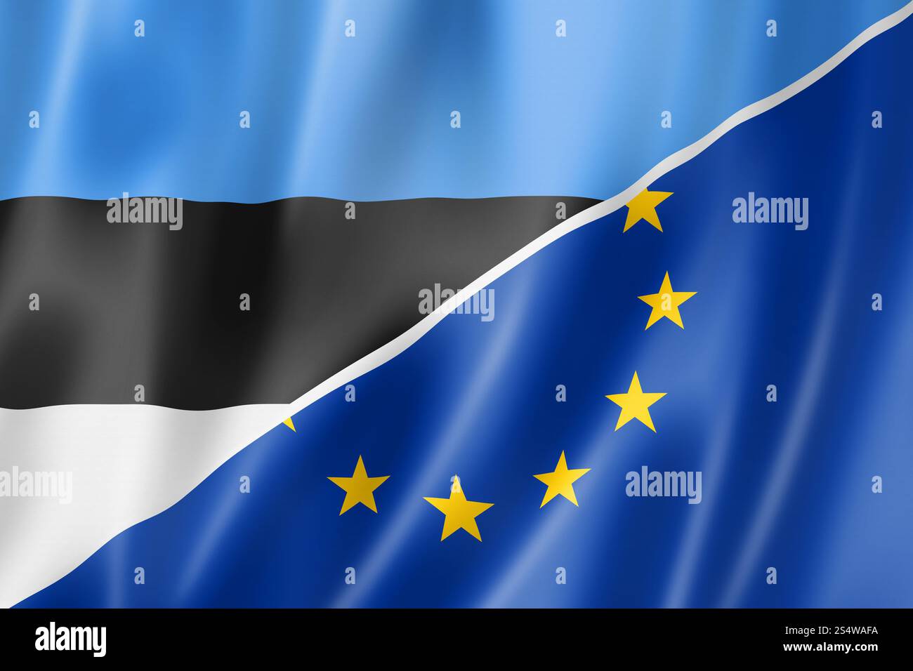 Mixed Estonian and european Union flag, three dimensional render ...