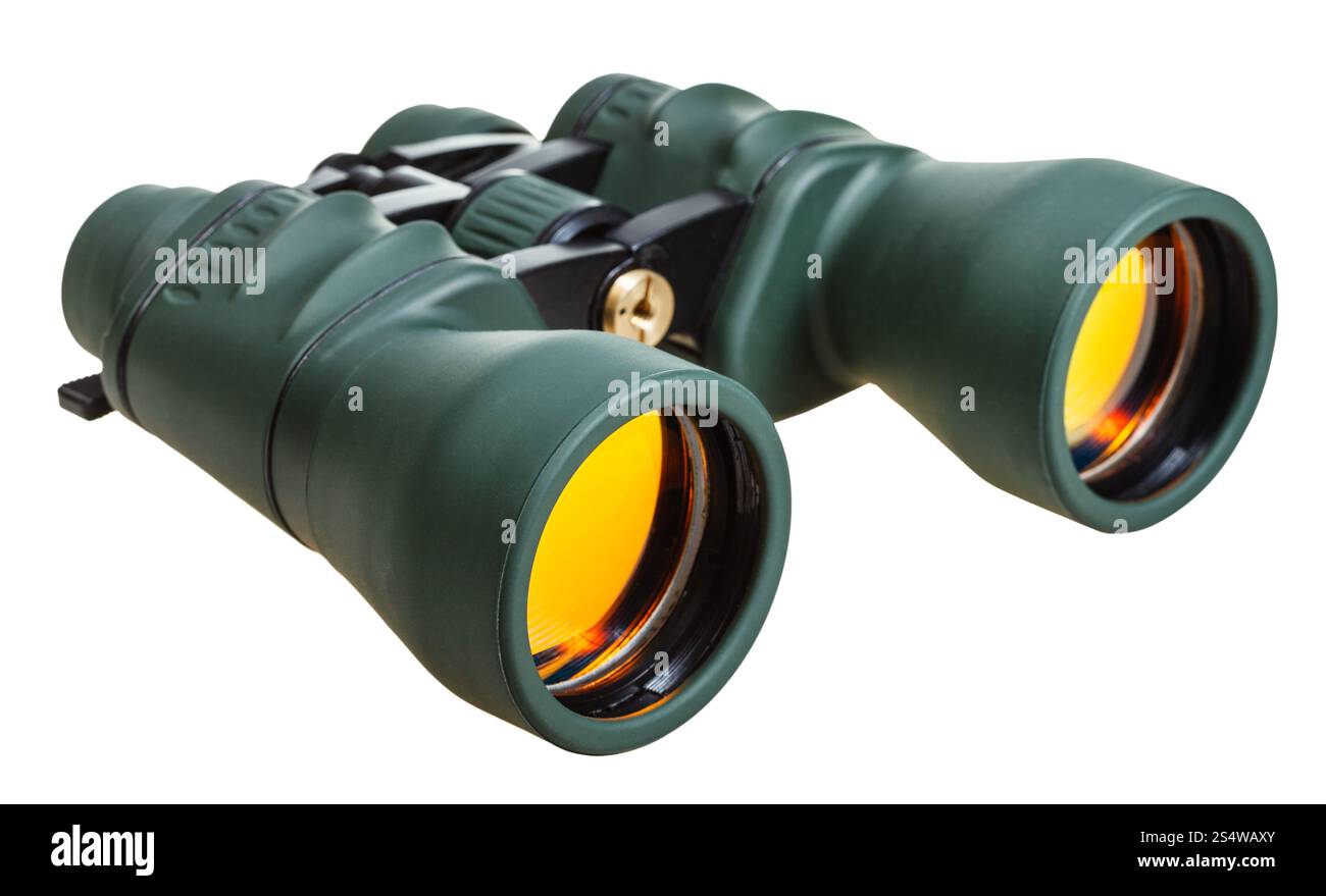 green field glasses with yellow lens isolated on white background Stock ...