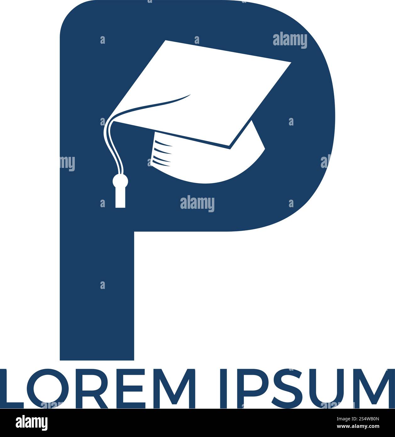 Letter P education logo vector illustration template. Graduation cap ...
