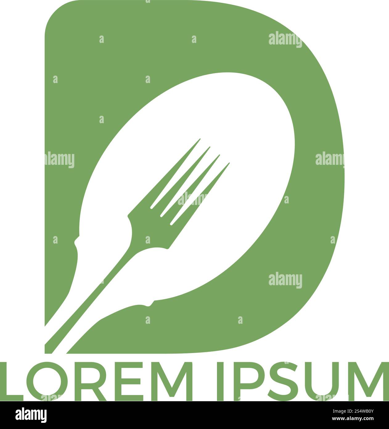 Letter D food logo vector illustration template. Spoon with letter D ...