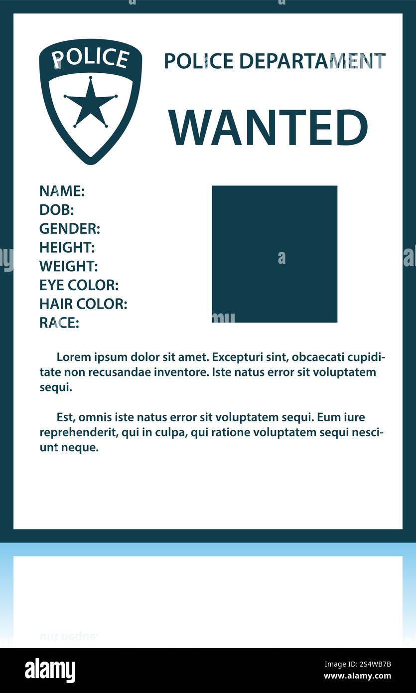 Wanted Poster Icon. Shadow Reflection Design. Vector Illustration Stock ...