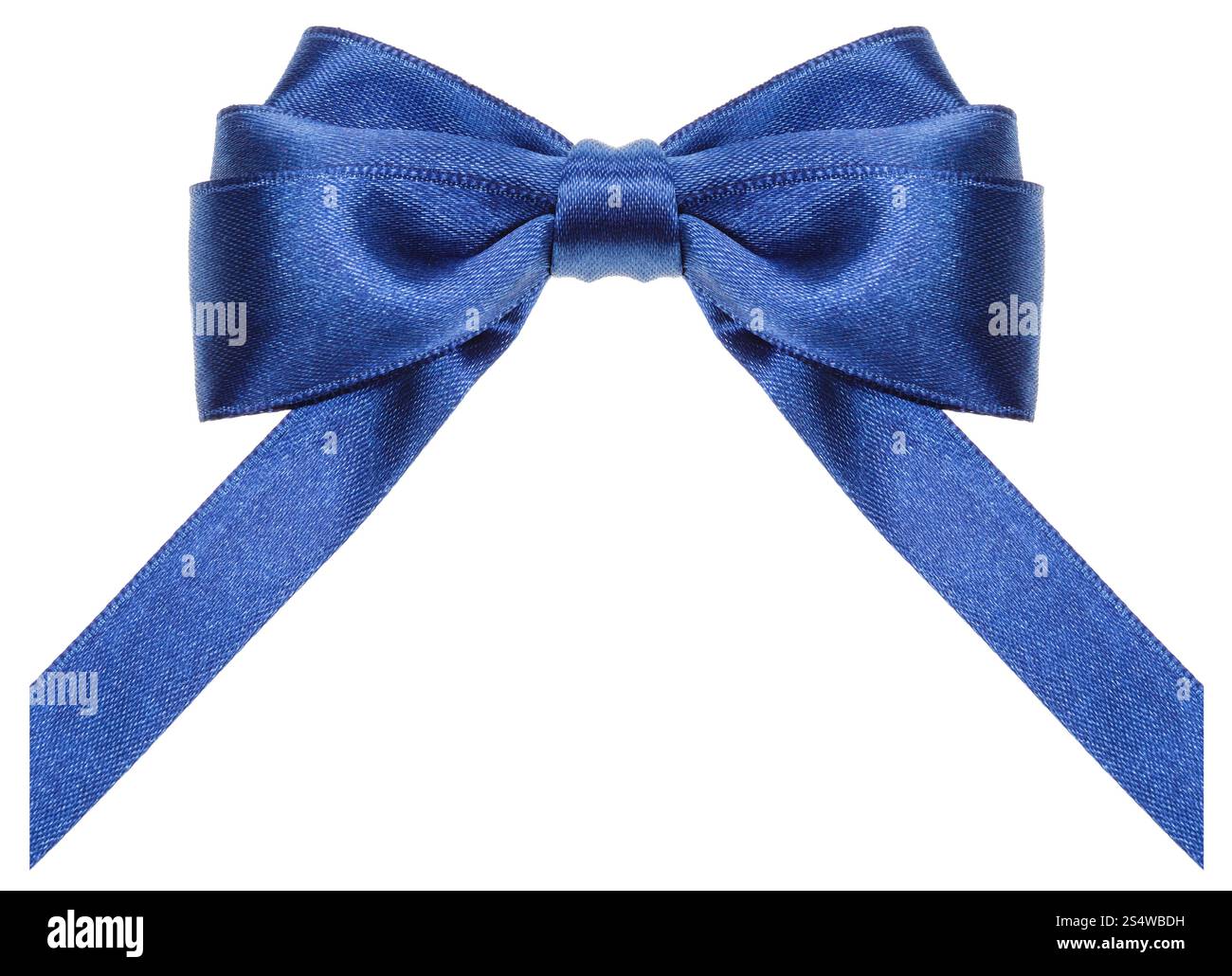 symmetric blue satin ribbon bow with vertically cut ends isolated on white background Stock ...