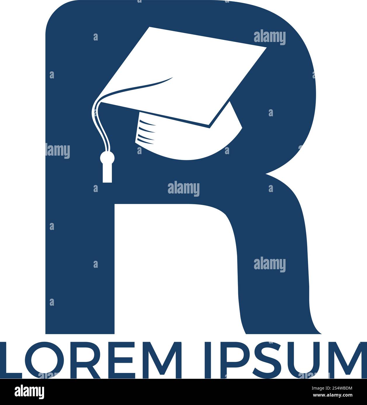 Letter R education logo vector illustration template. Graduation cap ...