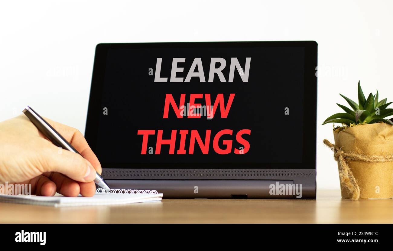 Learn new things symbol. Concept words Learn new things on beautiful ...
