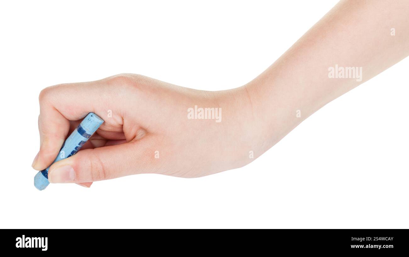 hand draws by blue crayon isolated on white background Stock Photo - Alamy