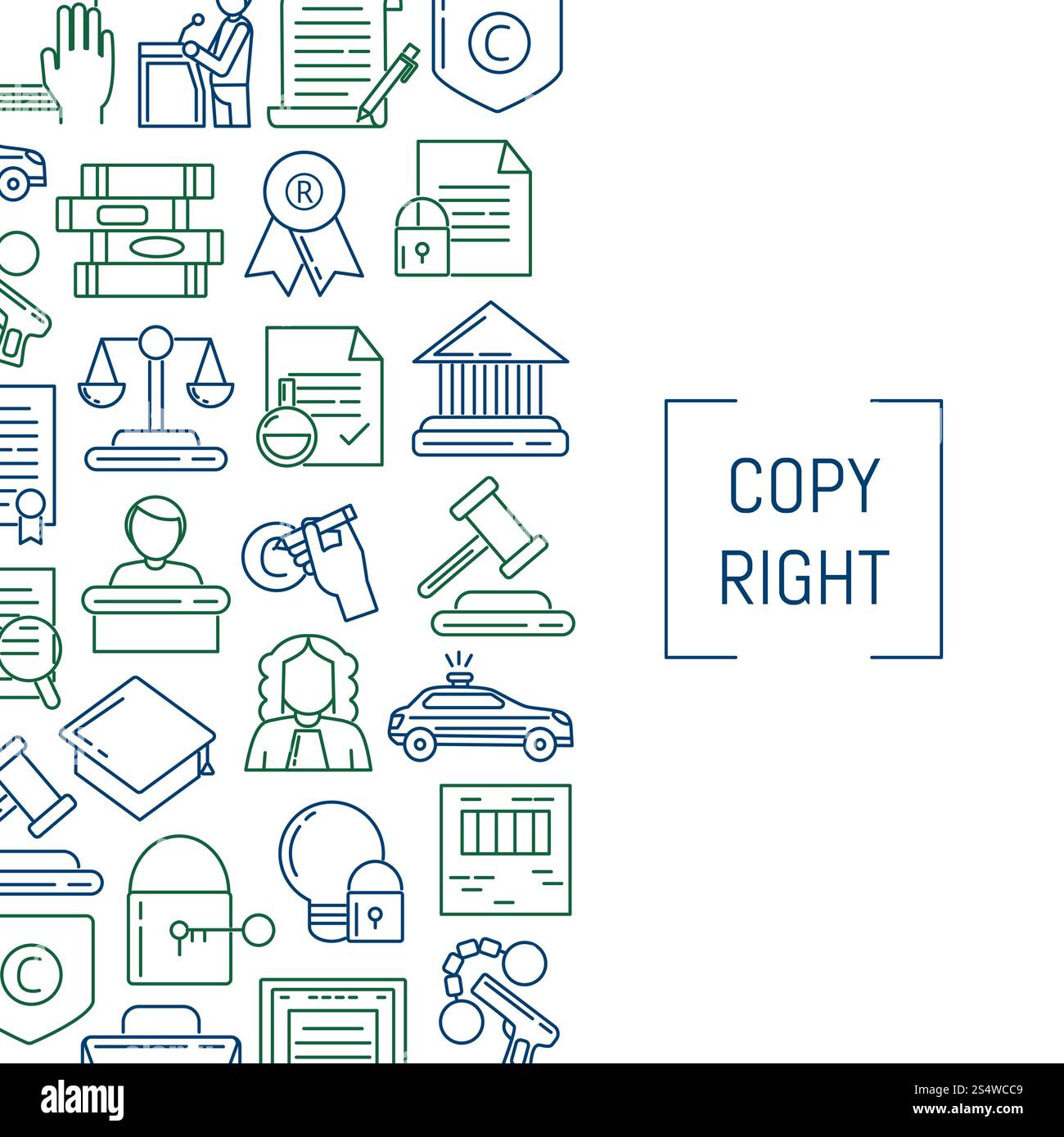 Vector banner and poster linear style copyright elements with place for text illustration ...