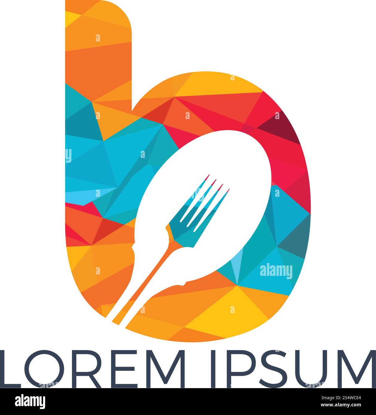 Letter B food logo vector illustration template. Spoon with letter B ...