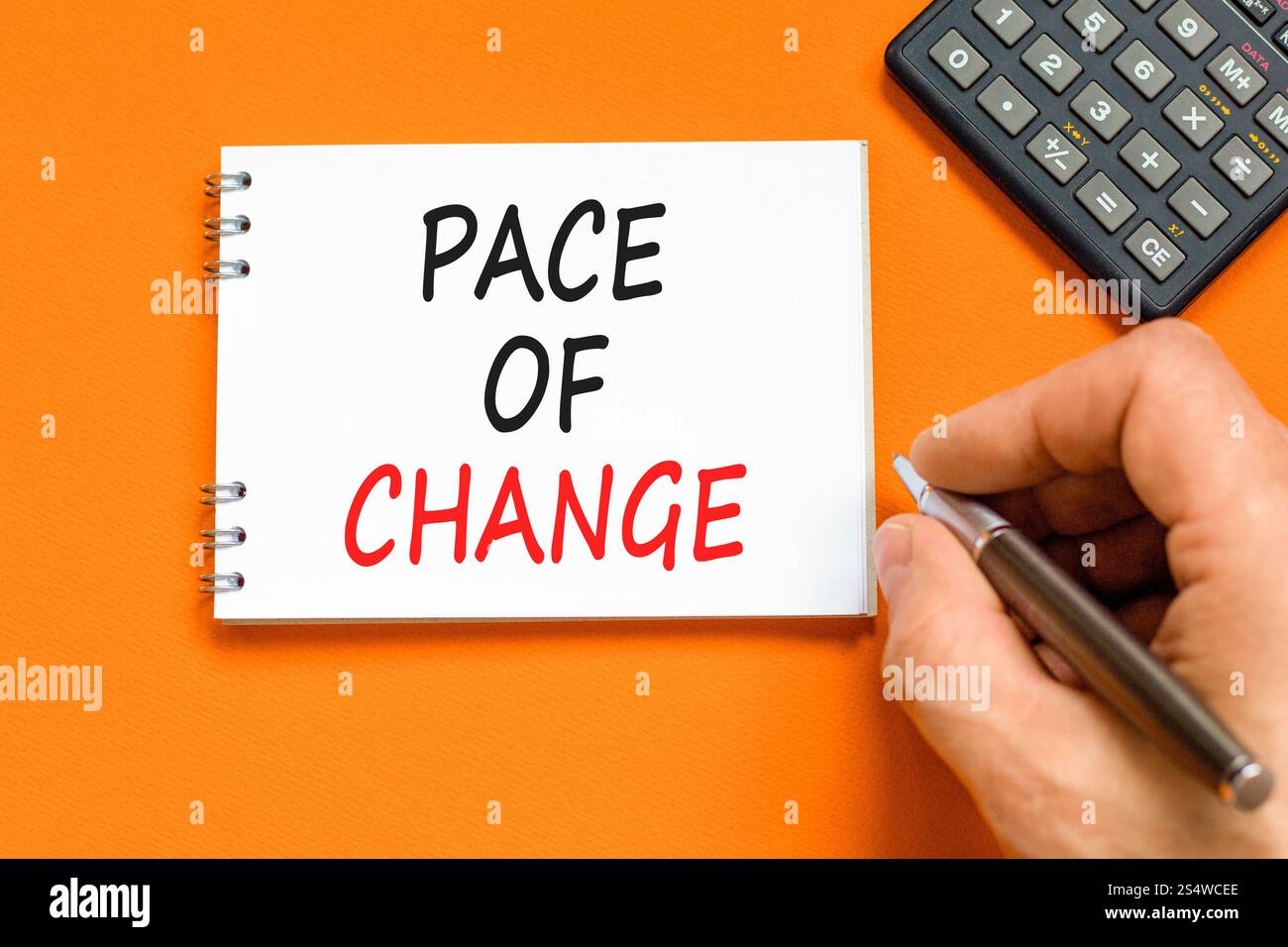 Pace of change symbol. Concept words Pace of change on beautiful white ...