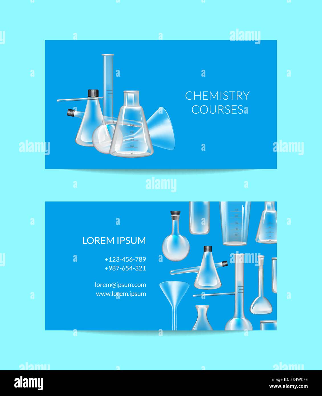 Vector business card template of set for chemistry courses or chemical ...