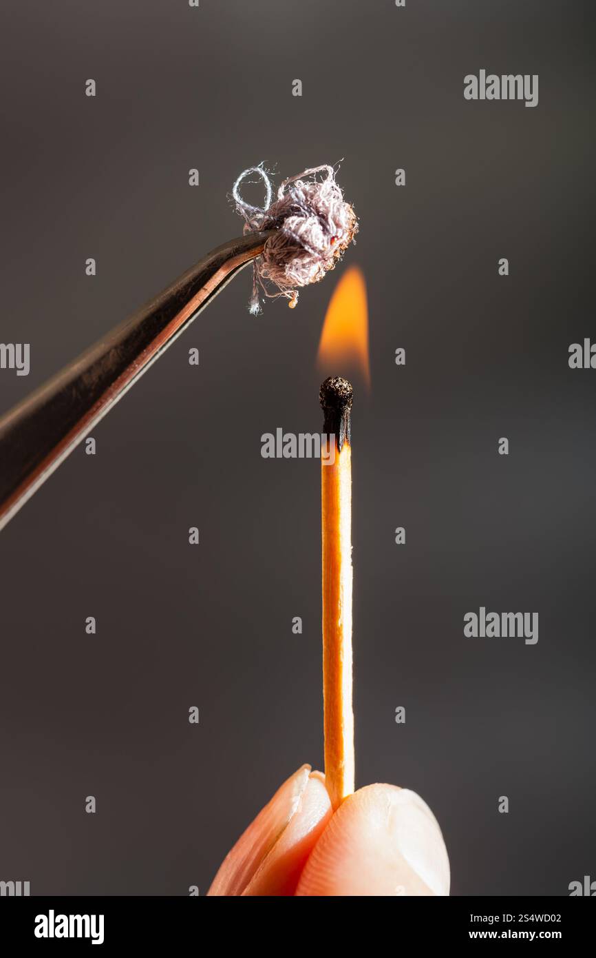 experiment to determine the composition of tissue - match flame ignites ...