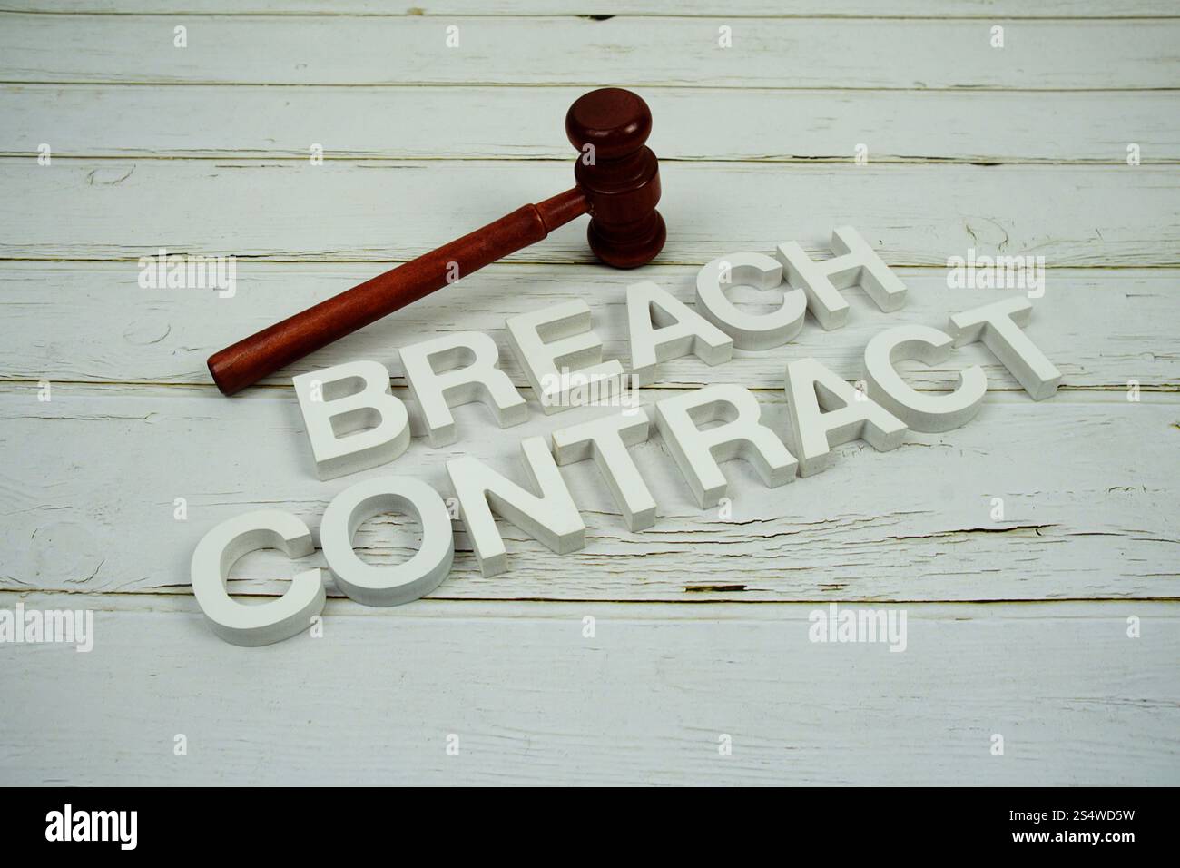 Breach of Contract alphabet letters and magnifying glass top view on ...