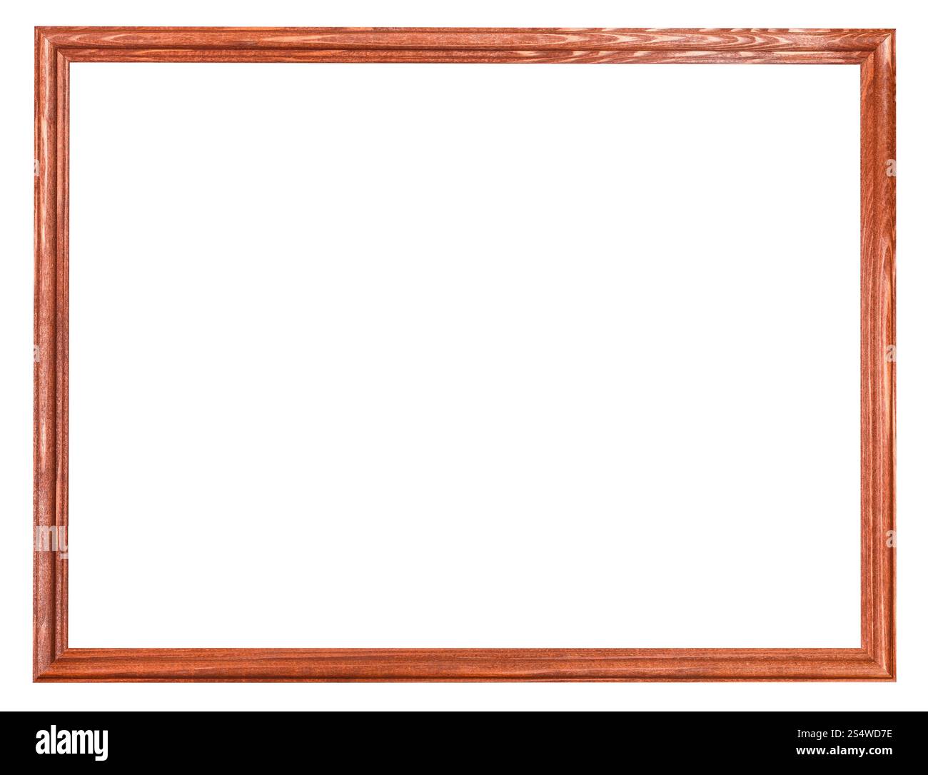 narrow wooden painted picture frame with blank canvas isolated on white ...