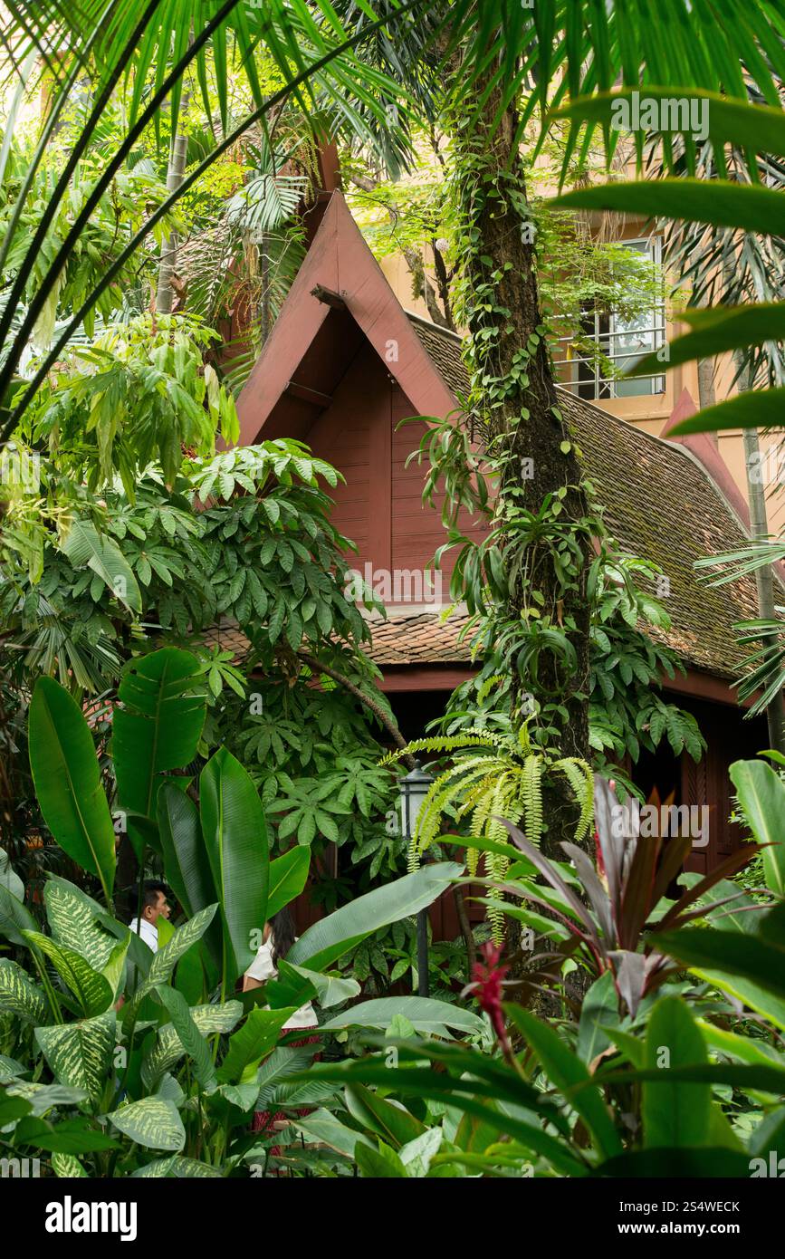 the Jim Thompson House with the garden near the Siam Square in the city ...