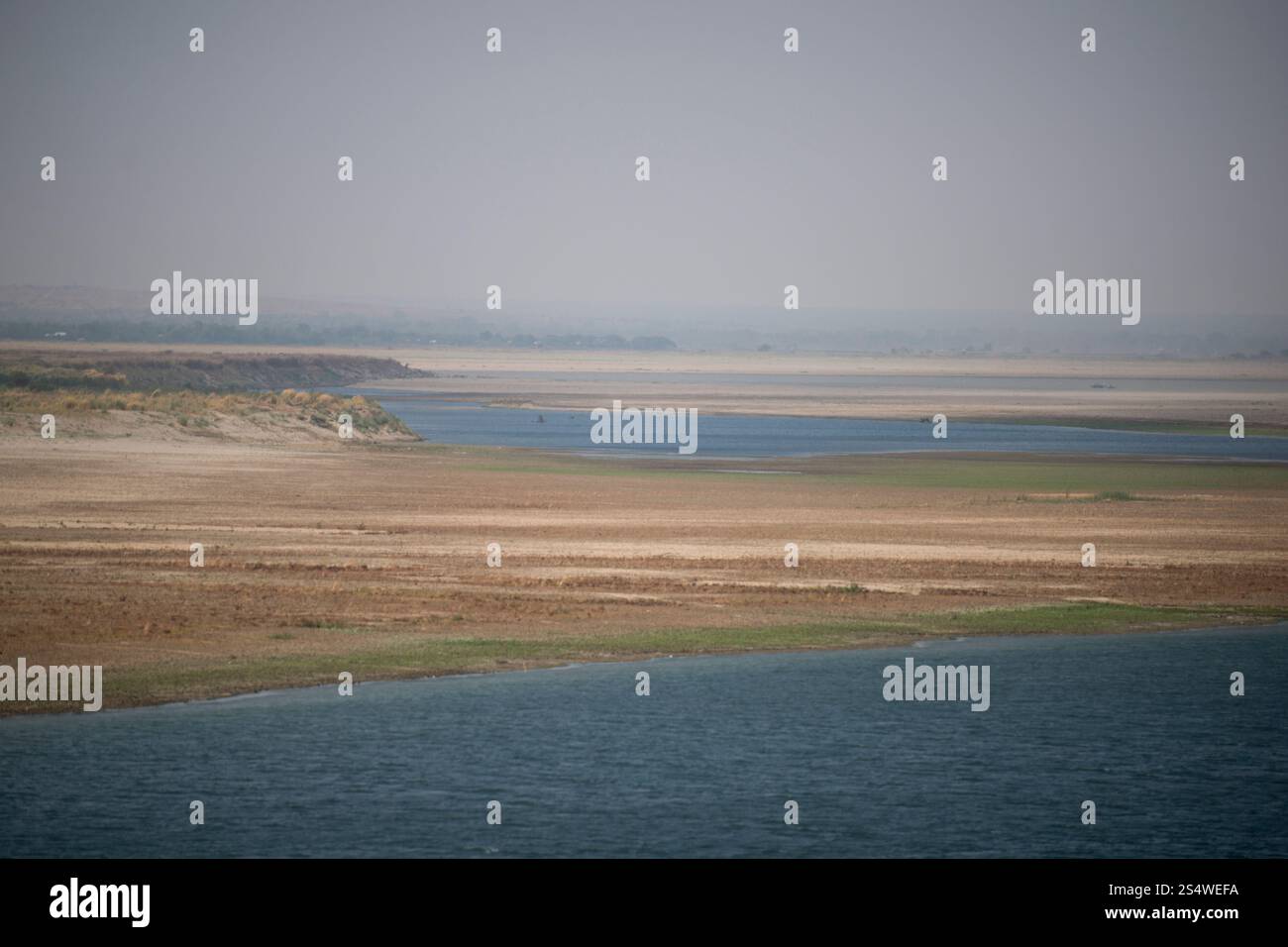 the landscape of the Ayeyarwady River in Bagan in Myanmar in ...