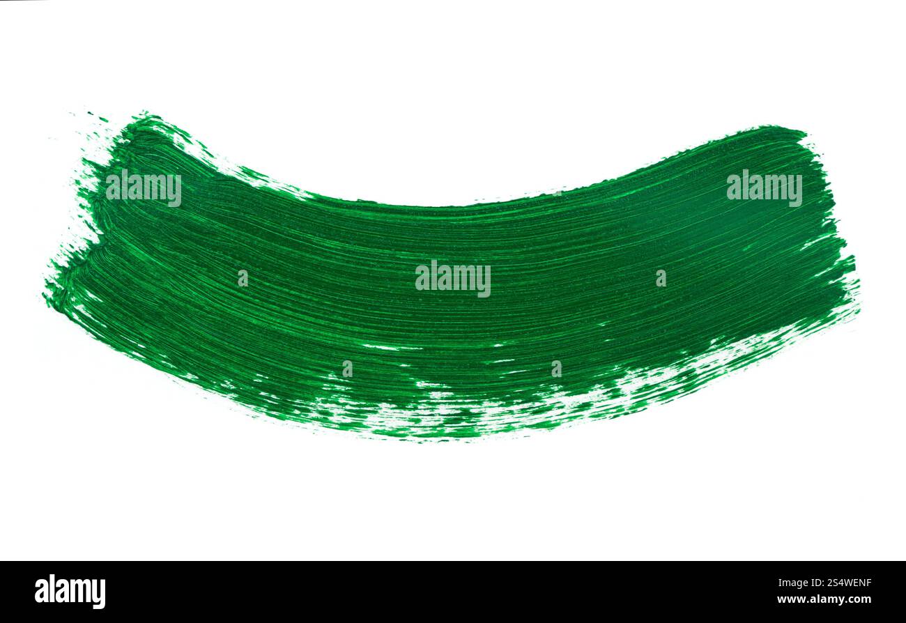vibrant green paint stroke on white background Stock Photo - Alamy