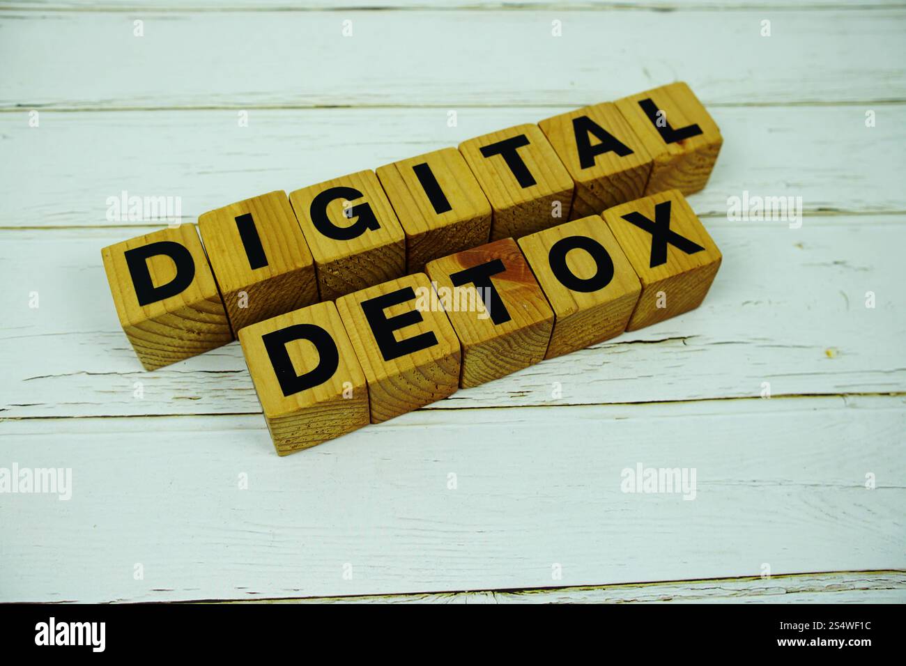 Digital Detox with wooden blocks alphabet letters on wooden background ... Digital Detox with wooden blocks alphabet letters on wooden background ...