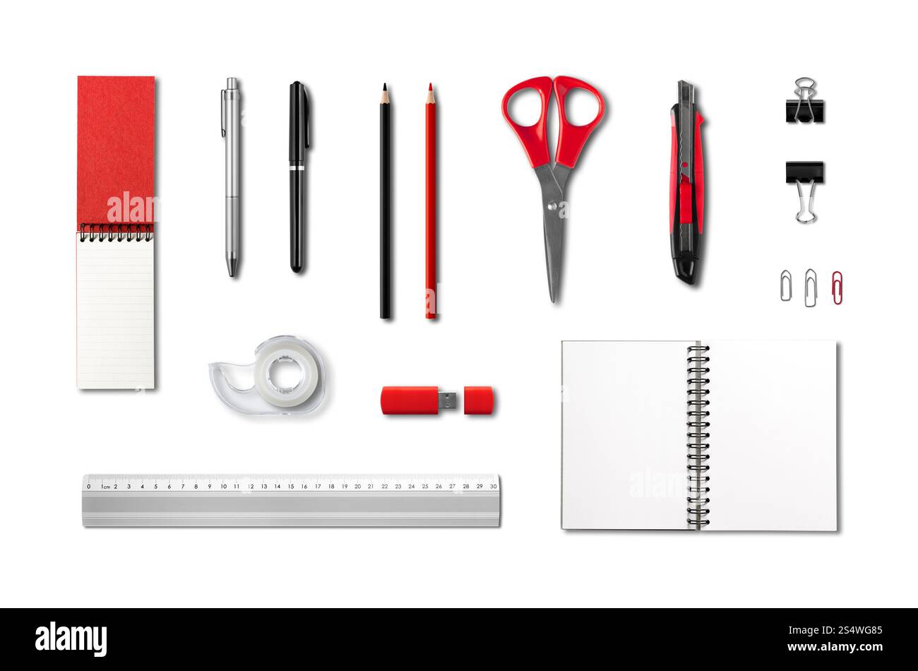 Stationery, office supplies mockup template, isolated on white ...