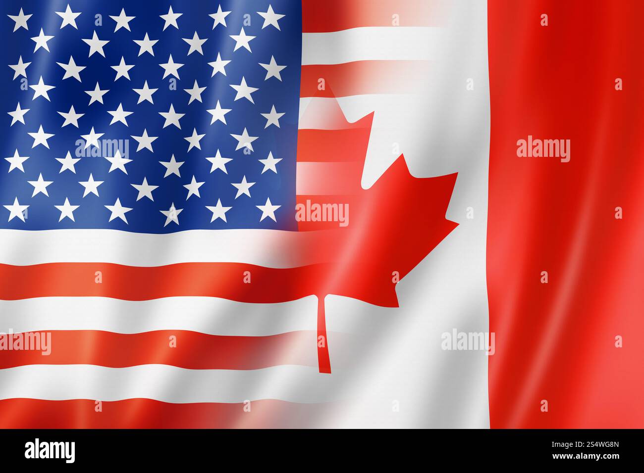 Mixed USA and Canada flag, three dimensional render, illustration Stock ...