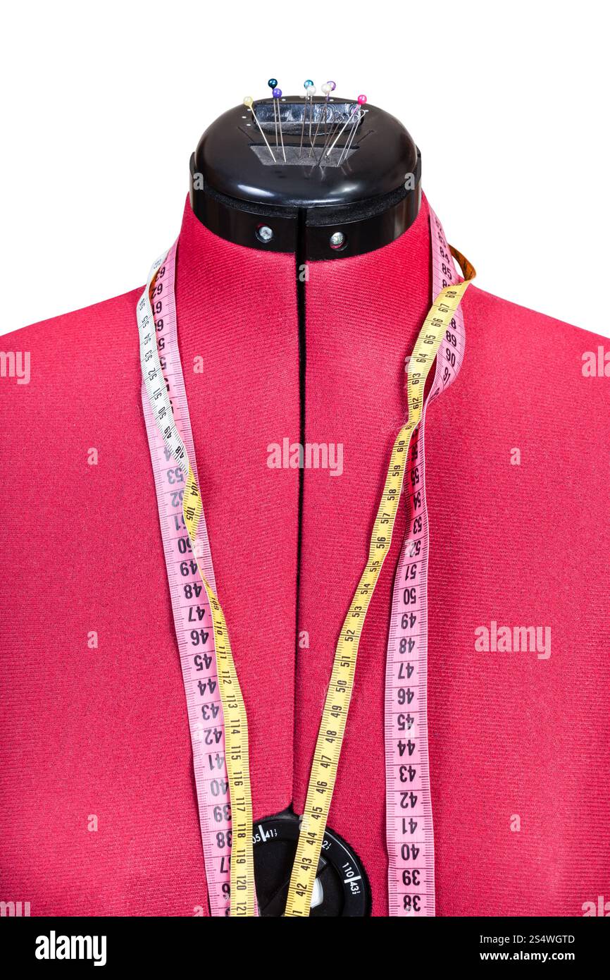 red tailor dummy - female model close up isolated on white background ...