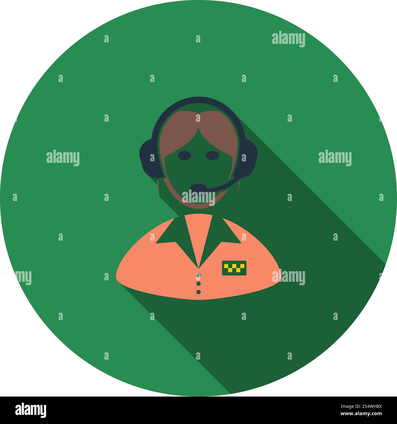 Taxi Dispatcher Icon. Flat Circle Stencil Design With Long Shadow ...