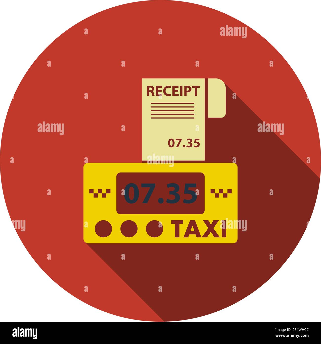Taxi Meter With Receipt Icon. Flat Circle Stencil Design With Long ...