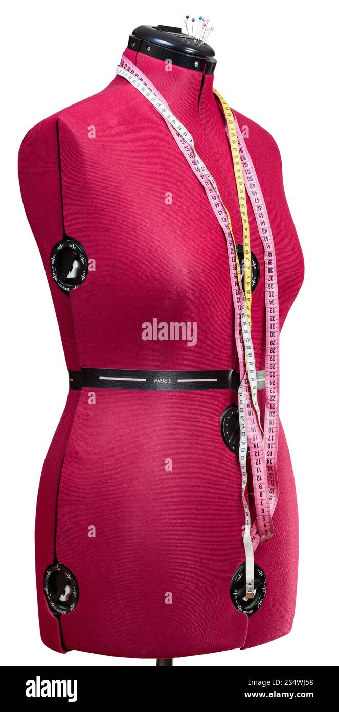 tailor dummy - female figure red mannequin isolated on white background ...