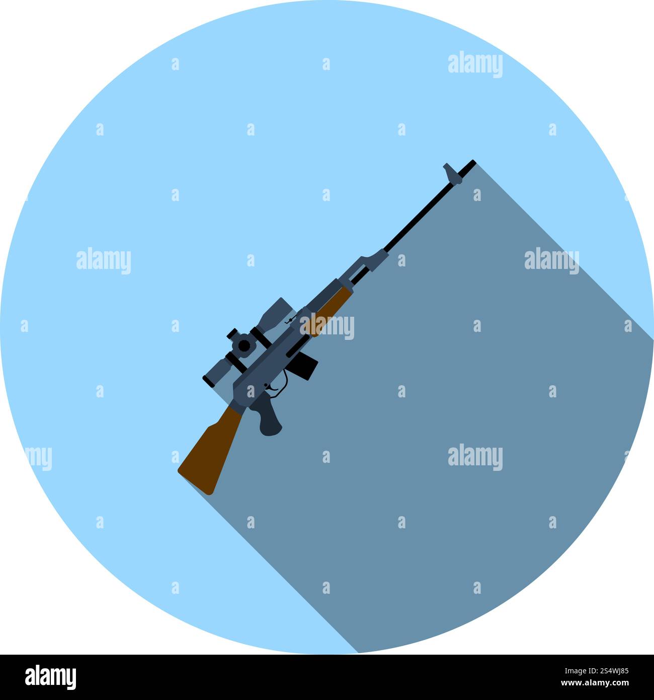 Sniper Rifle Icon. Flat Circle Stencil Design With Long Shadow. Vector ...