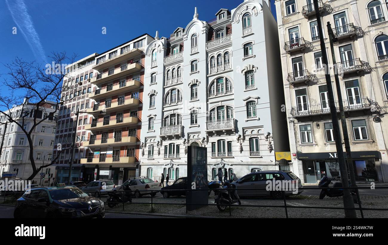 Lisbon residential buildings in Pombaline style with simple facades ...
