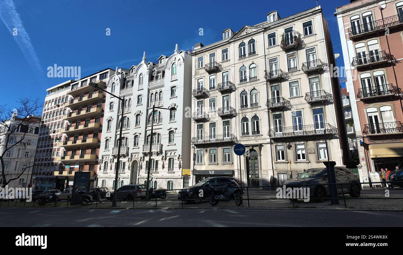 Lisbon residential buildings in Pombaline style with simple facades ...