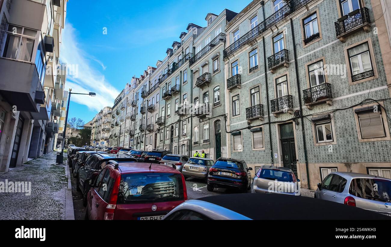 Lisbon residential buildings in Pombaline style with simple facades ...