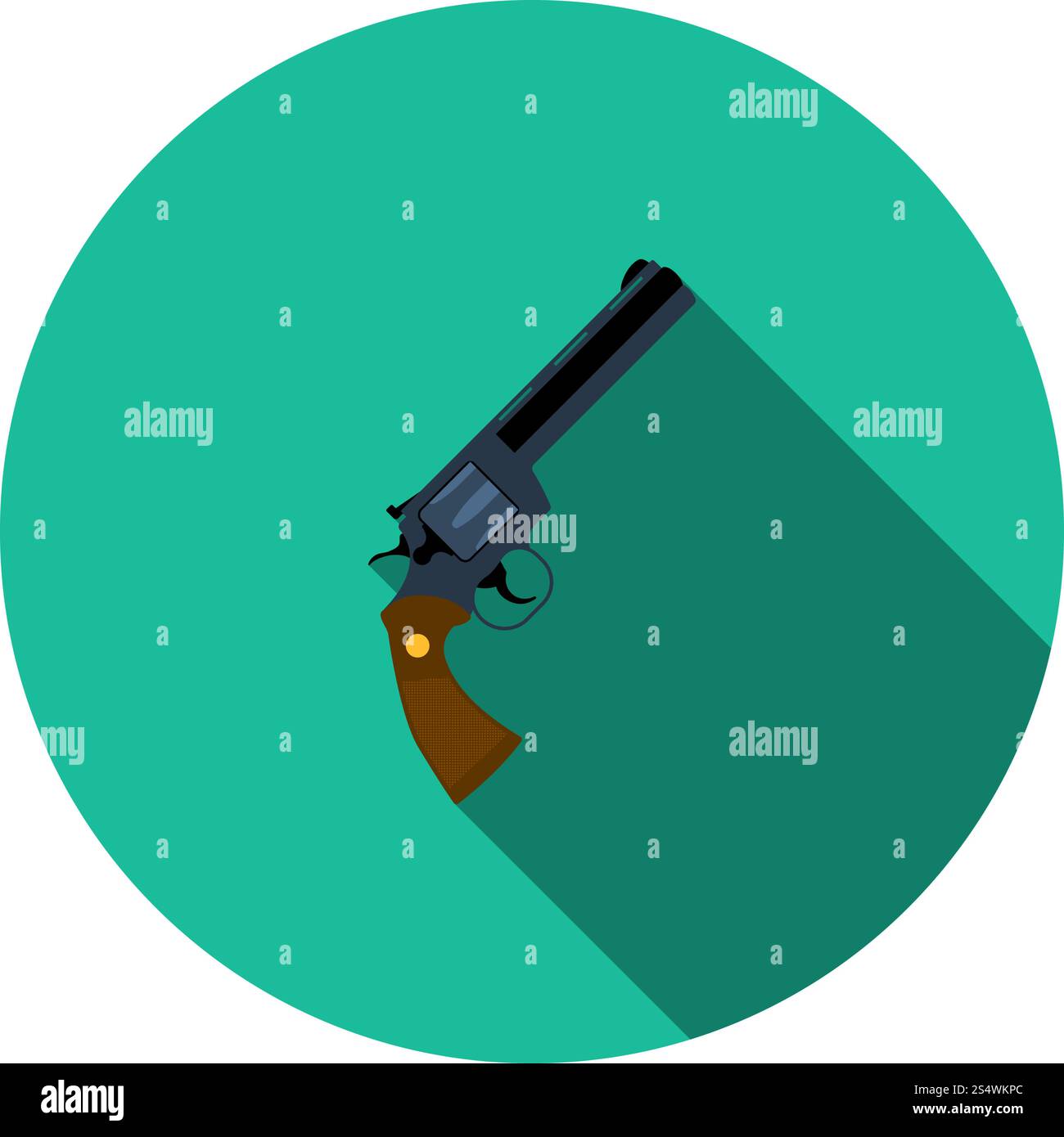 Revolver Gun Icon. Flat Circle Stencil Design With Long Shadow. Vector ...