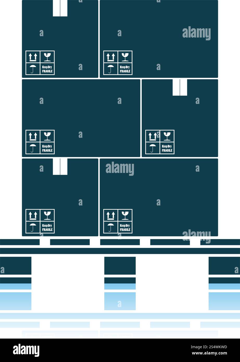 Cardboard Package Boxes On Pallet Icon. Shadow Reflection Design ...