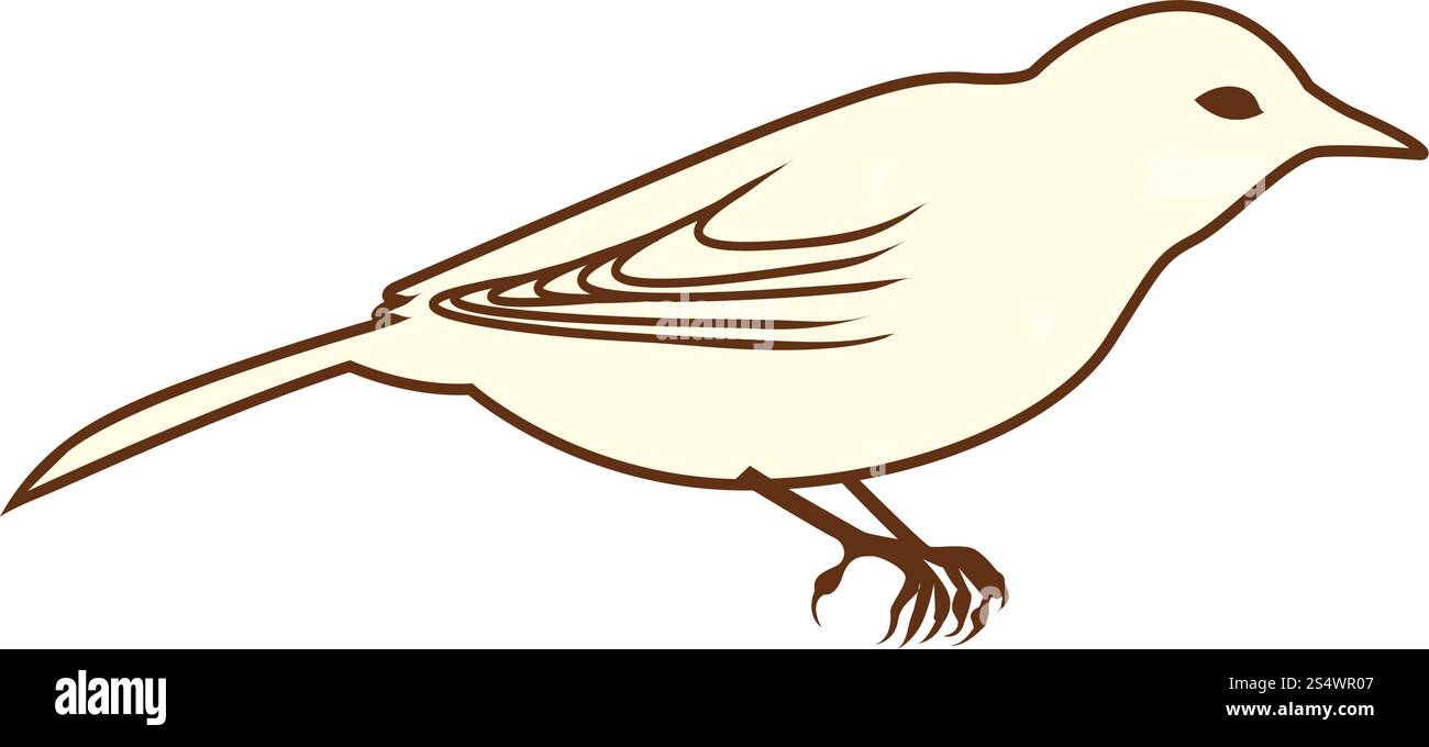 Sketch of Bird. Brown Line Color Design. Vector Illustration Stock ...