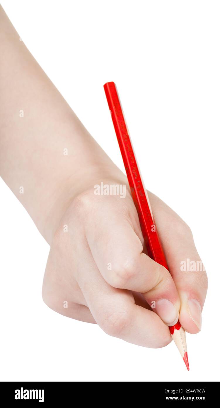 hand draws by red pencil isolated on white background Stock Photo - Alamy