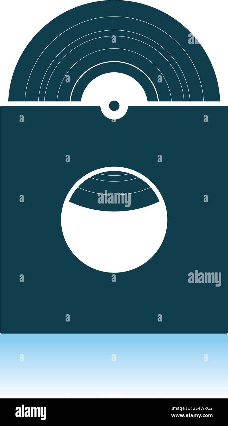 Vinyl Record In Envelope Icon. Shadow Reflection Design. Vector ...